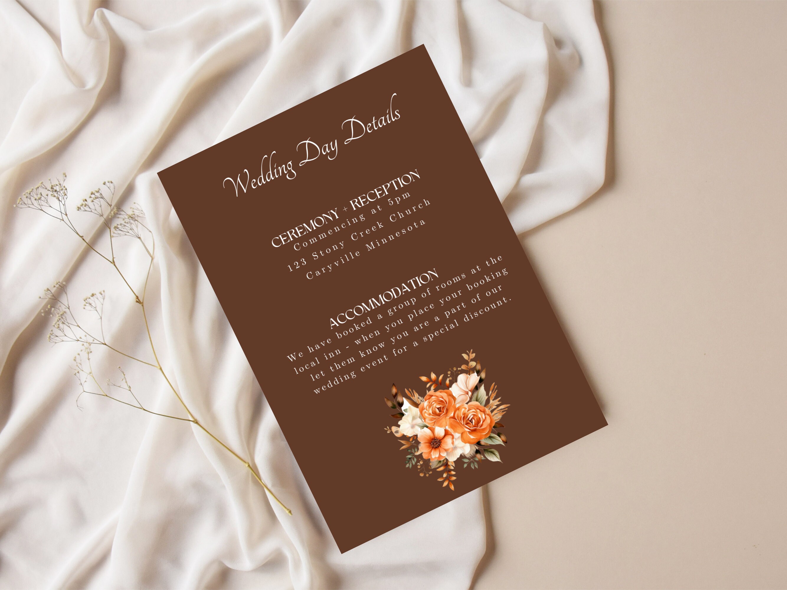 Rust Wedding Invitation Template Set | Editable Wedding Invitaton With ...