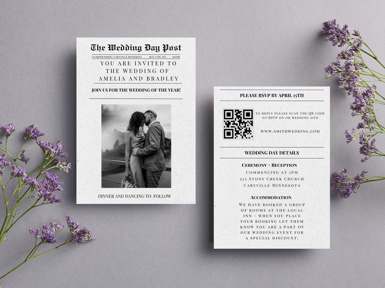 Foldable Newspaper Wedding Program Template | Newspaper Wedding ...