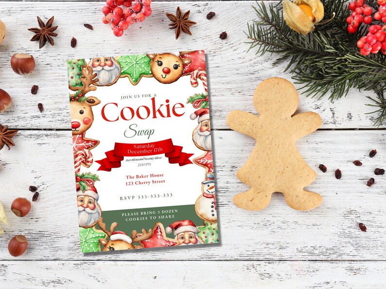 Christmas Cookie Swap Invitation Template, Animated Mobile Christmas ...