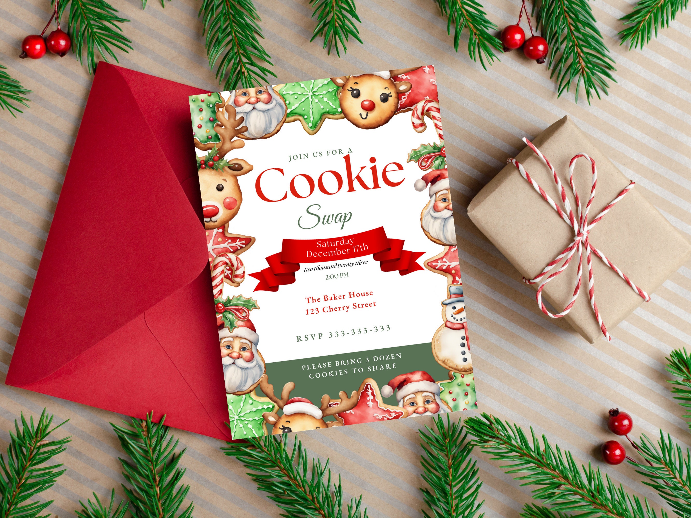 Christmas Cookie Swap Invitation Template, Animated Mobile Christmas ...