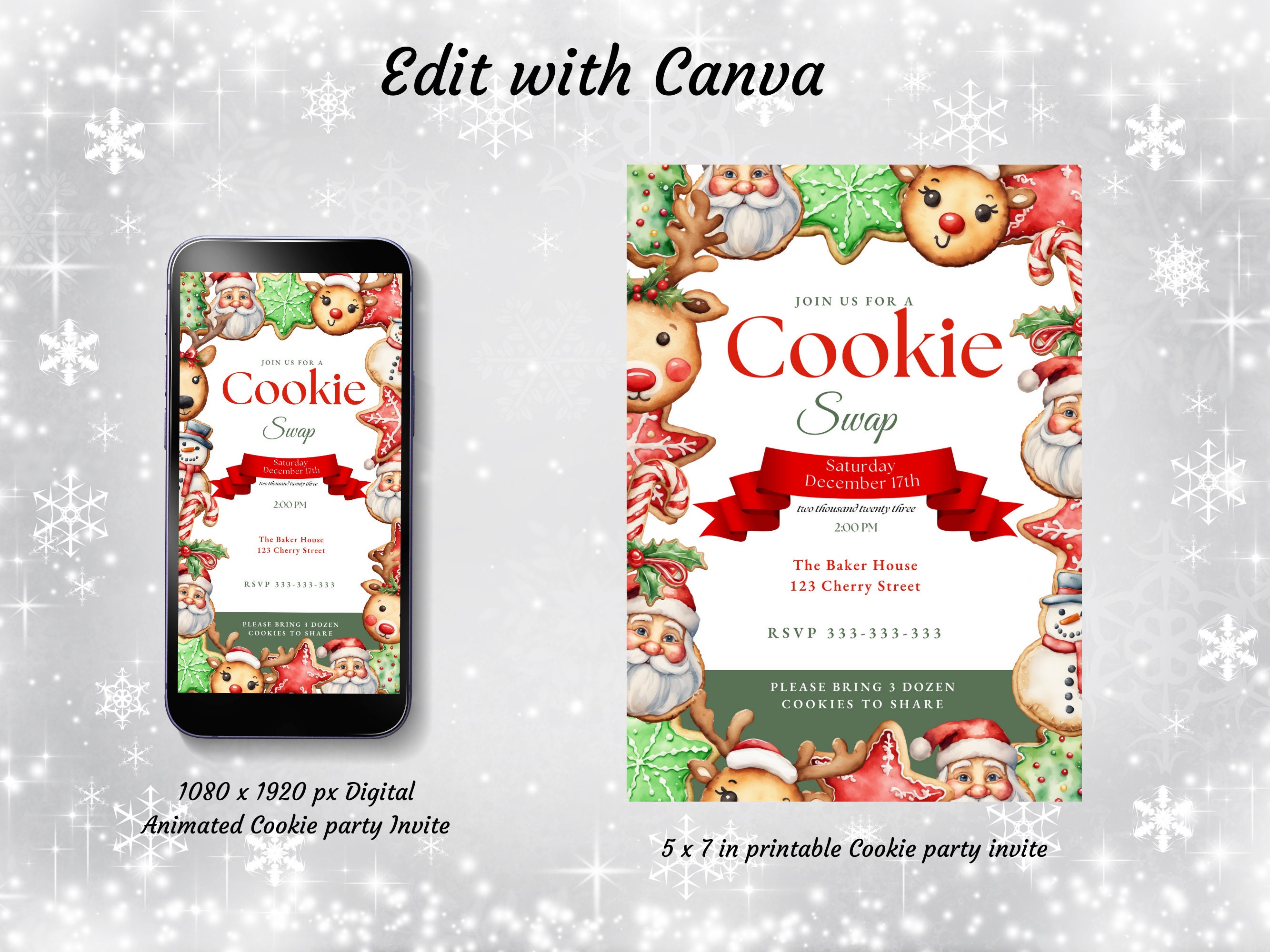 Christmas Cookie Swap Invitation Template, Animated Mobile Christmas ...