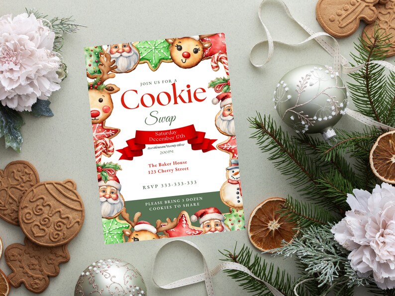 Christmas Cookie Swap Invitation Template, Animated Mobile Christmas ...