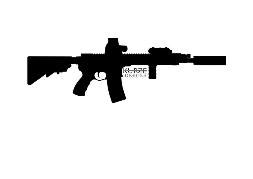 Outlined AR15 12" Piston Sbr SVG/PDF/DXF - Etsy