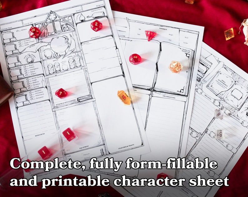 Dnd Character Sheet: Wizard's Workshop. Hand-illustrated Dark Academia ...