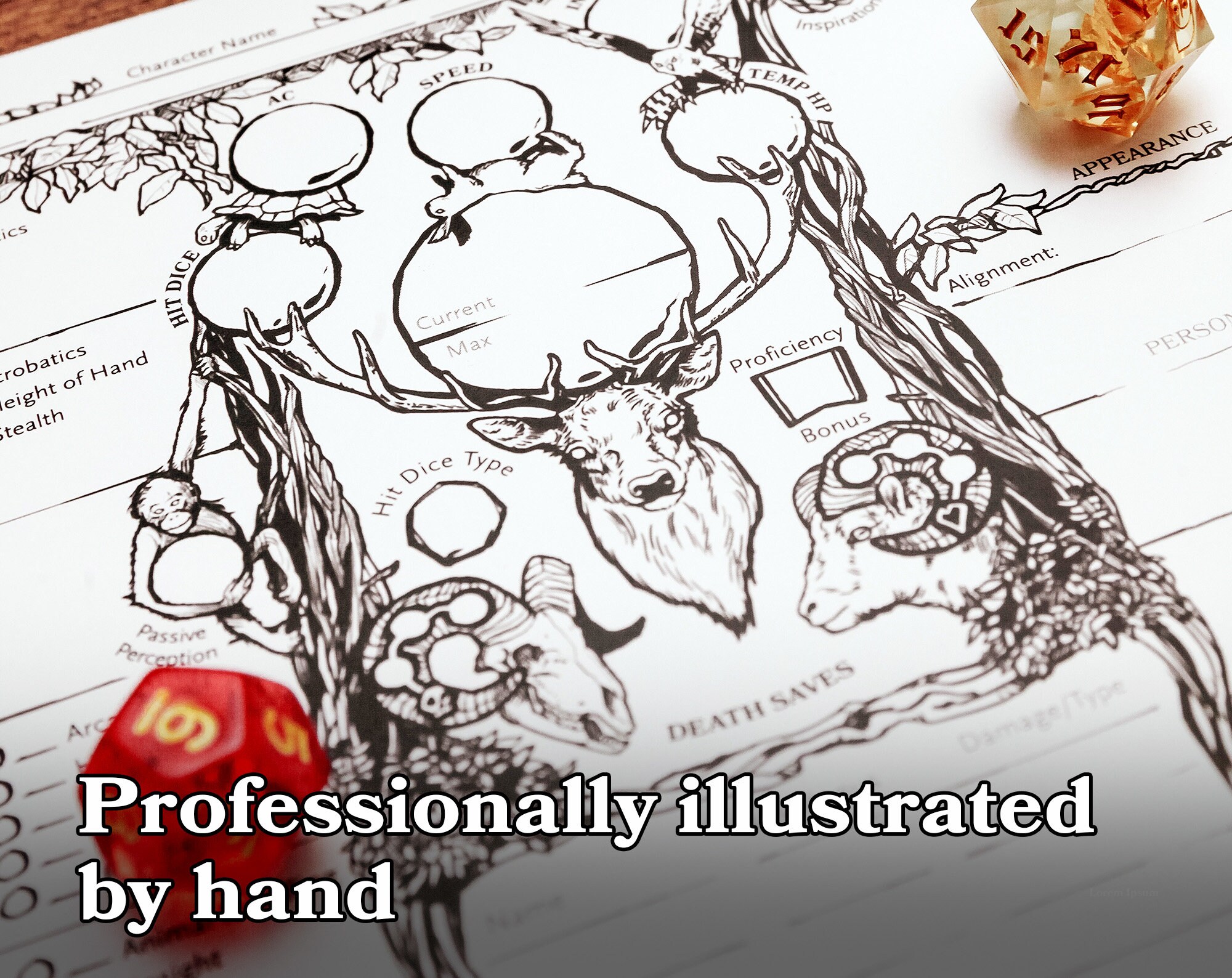 Dnd Character Sheet: Primal Roots. Hand-illustrated Nature-inspired 5th ...