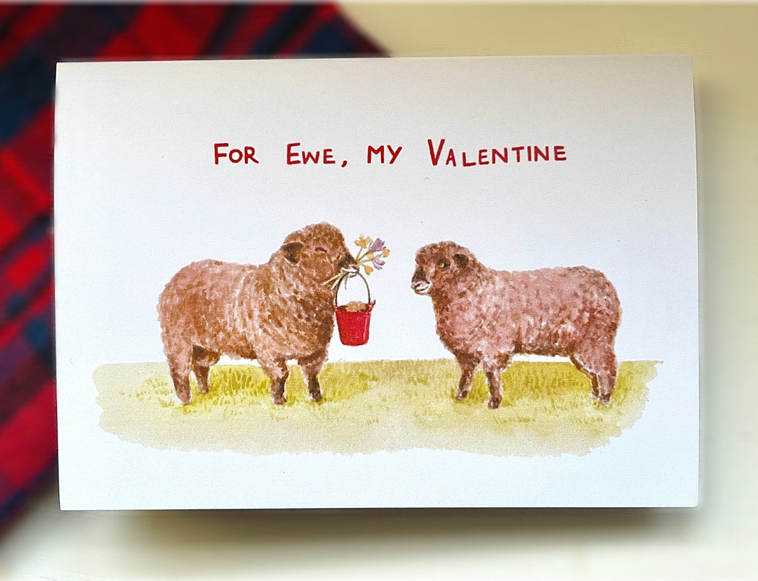 Sheep Greetings Card for Ewe My Valentine Ryeland From Watercolour ...