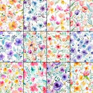 SEAMLESS Watercolor Spring Flower-floral Digital Paper - Etsy