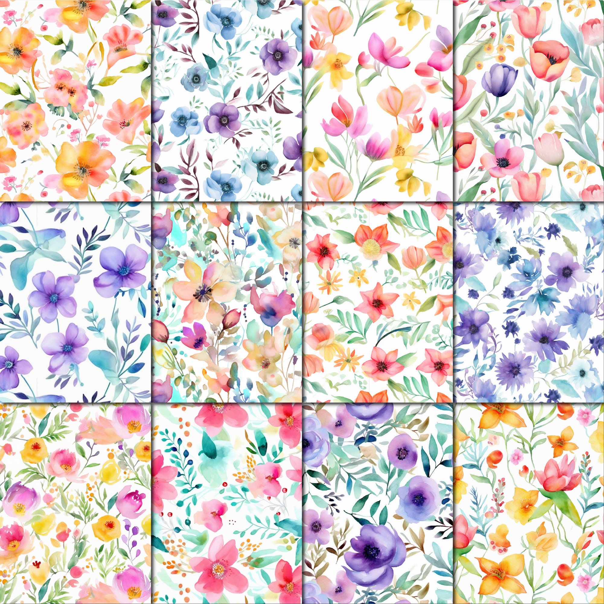 SEAMLESS Watercolor Spring Flower-floral Digital Paper - Etsy