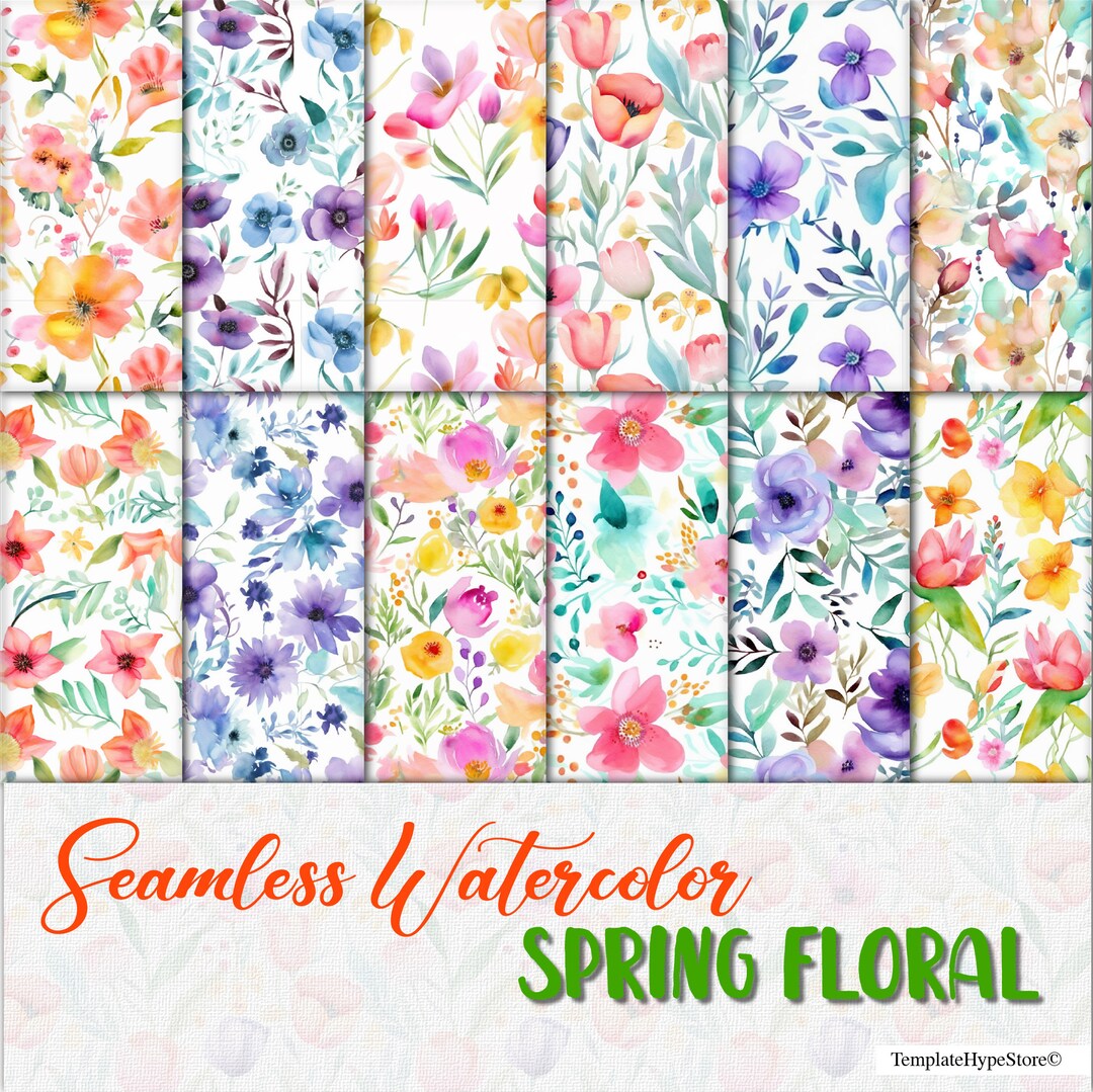 SEAMLESS Watercolor Spring Flower-floral Digital Paper - Etsy