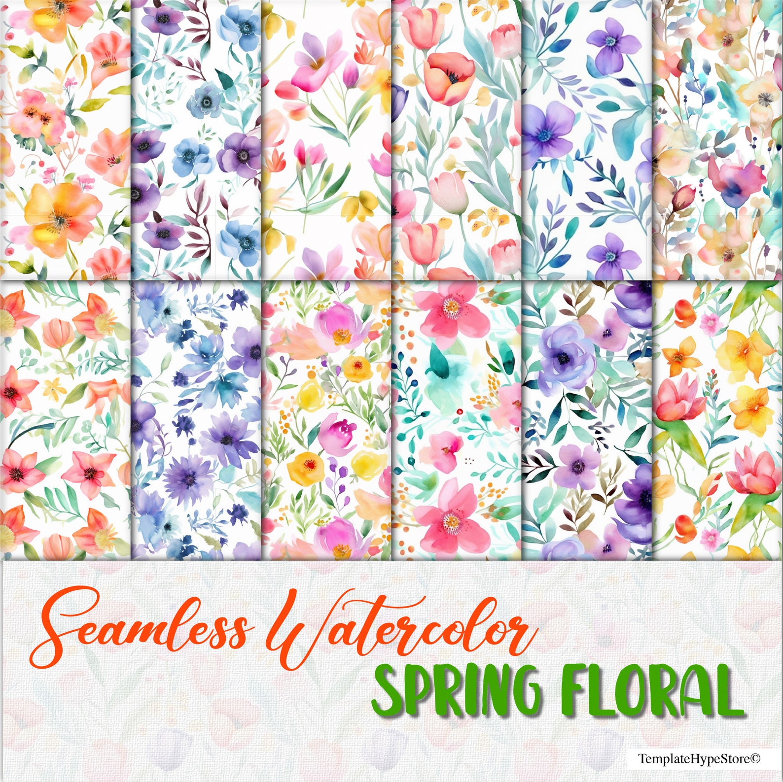 SEAMLESS Watercolor Spring Flower-floral Digital Paper - Etsy