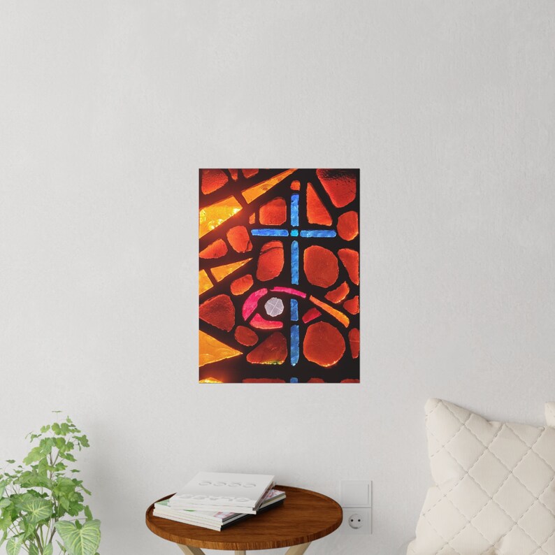 Colorful Cross Stained Glass Window Wall Decal Vibrant - Etsy