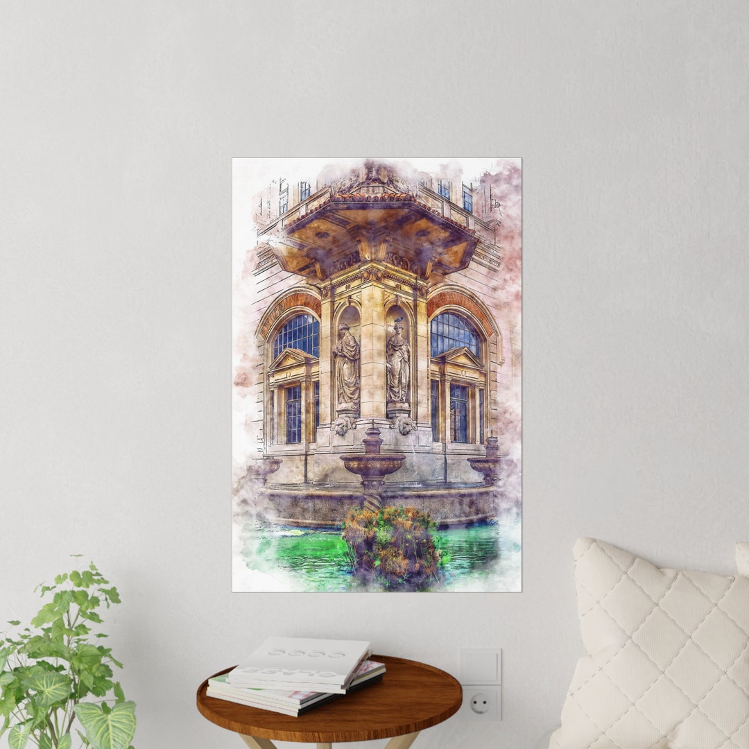 Roman Fountain Wall Decal, Subtle Colors, Easy Application and Removal ...