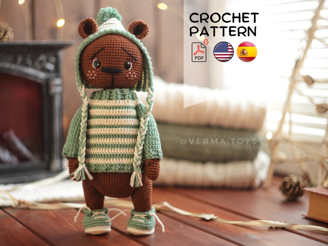 Crochet Pattern Cute Bear Roro Doll PDF - Etsy