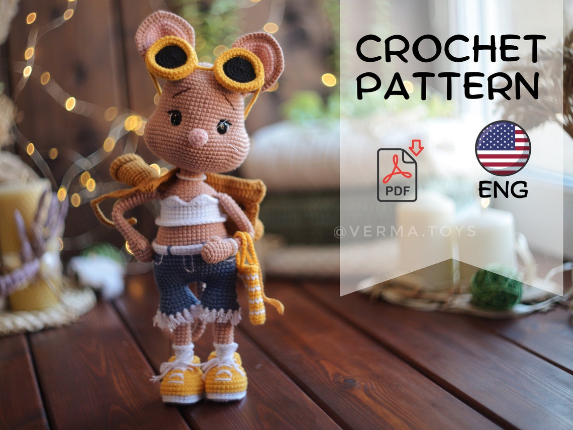 Crochet Pattern Cute Mouse Pixie Doll PDF - Etsy