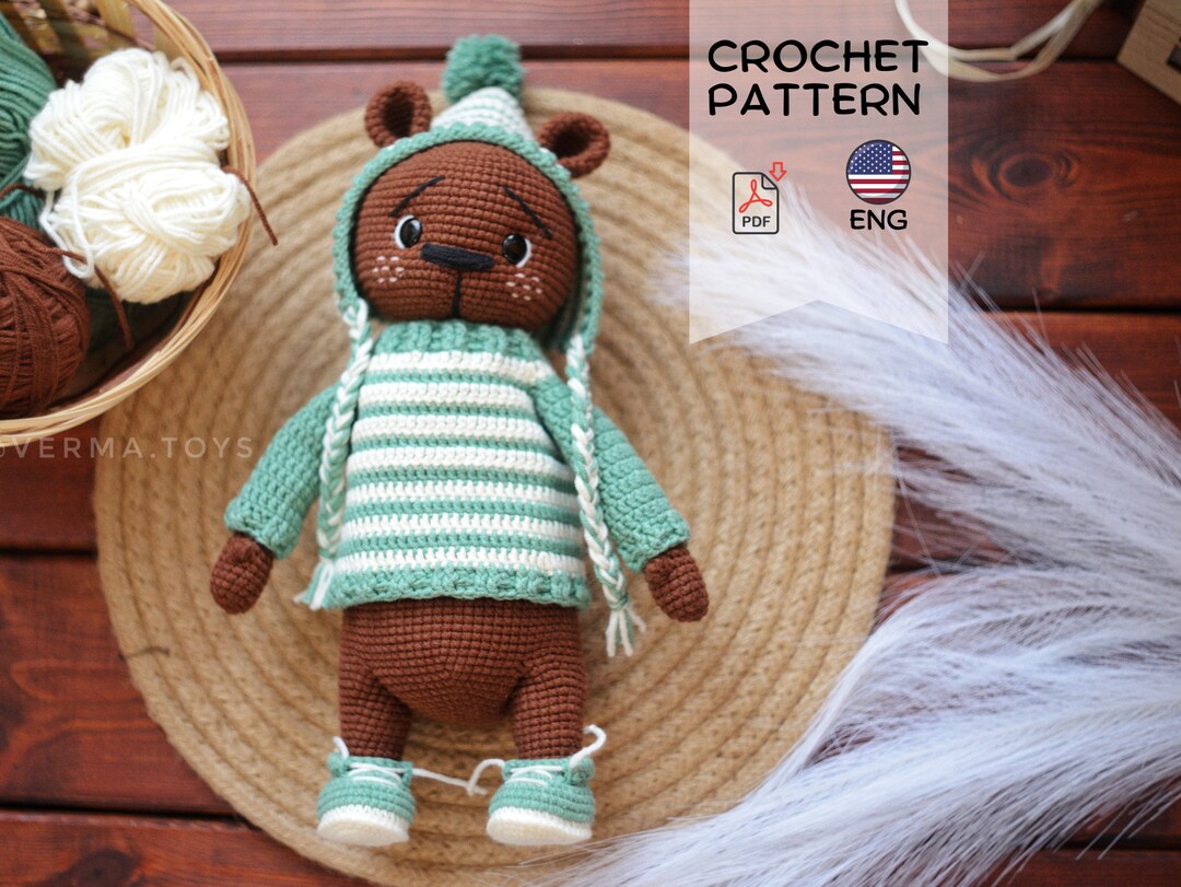 Crochet Pattern Cute Bear Roro Doll PDF - Etsy