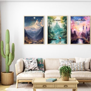 Maasverse World Art Prints: Velaris, Terrasen, Lunathion (digital ...