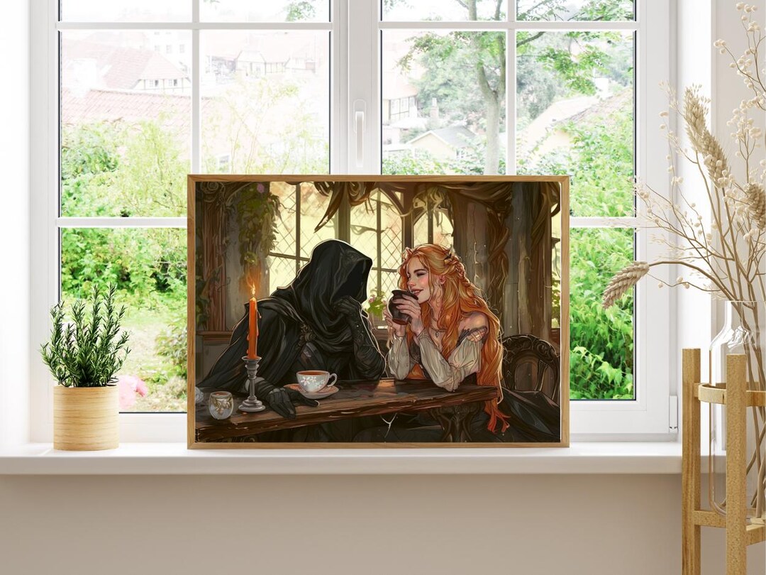 Feyre Archeron and the Suriel Sipping Tea Digital Wall Art Prints, Wall Decor, Wall Art, Sarah J ...