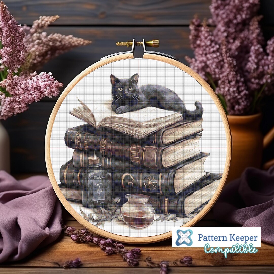 Cats and Books Cross Stitch Pattern: Book Lover's Digital Download ...