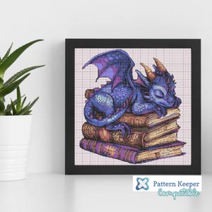 Book Dragon Cross Stitch Pattern: Fantasy Reader Design (PDF Pattern ...