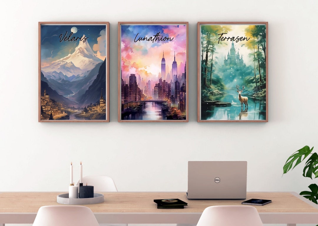 Maasverse World Art Prints: Velaris, Terrasen, Lunathion (digital ...