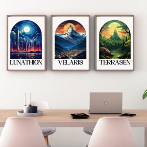 Velaris, Terrasen, & Lunathion Maasverse Digital Wall Art Prints, Wall ...