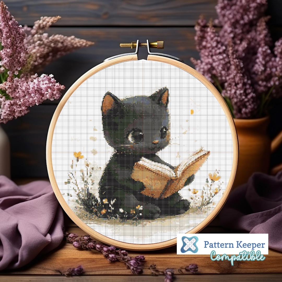 Cats and Books Cross Stitch Pattern, Bookish Cross Stitch Download ...