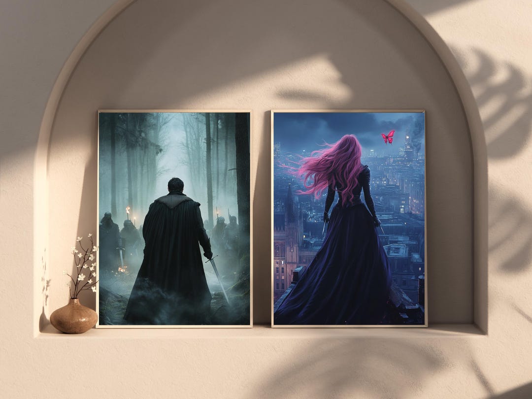 Rune and Gideon Crimson Moth Duo Digital Wall Art, Rune Winters ...