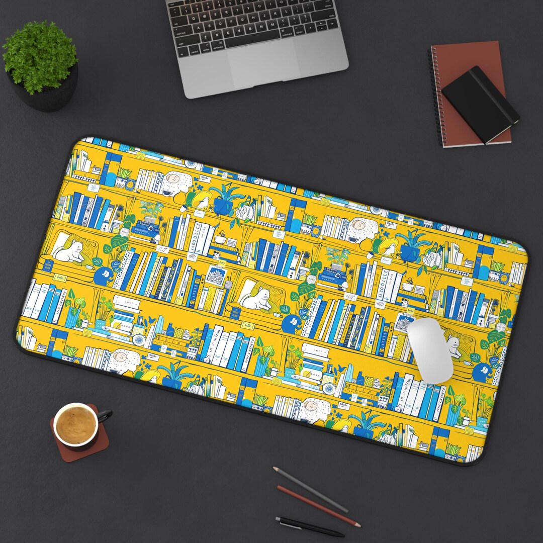Cat & Book Lovers Dream Desk Mat, Pop Art Readers Desk Decor, Bookish ...