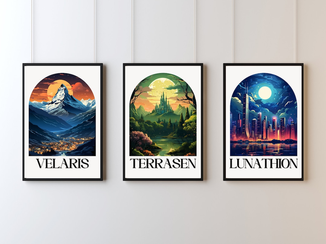 Velaris, Terrasen, & Lunathion Maasverse Digital Wall Art Prints, Wall ...