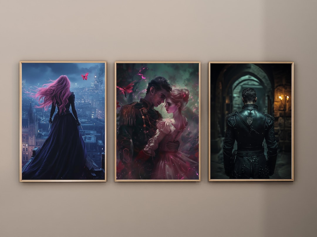 Rune and Gideon Crimson Moth Trio Digital Wall Art, Rune Winters ...