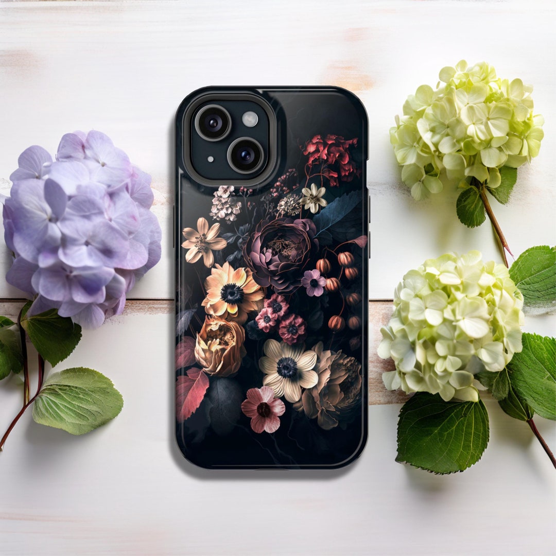 Magsafe Dark Flower Tough Phone Case, Boho Dark Academia Gift, Moody ...