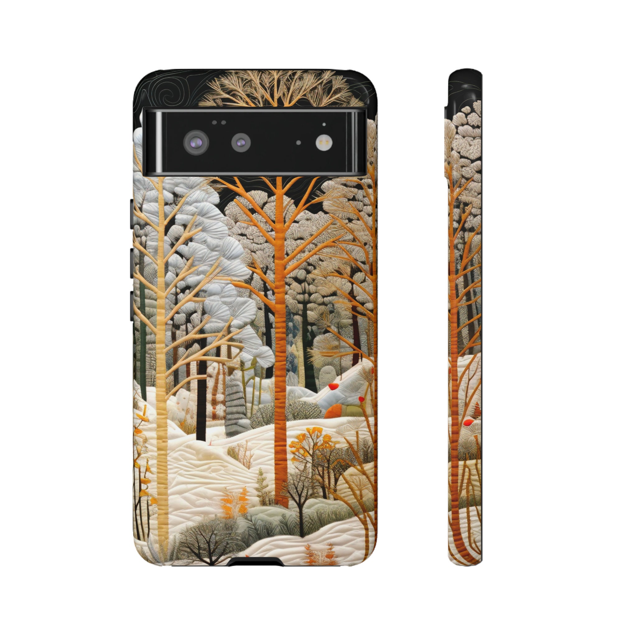 Faux Quilted Winter Landscape Phone Case, Winter Snow Scene, Xmas ...