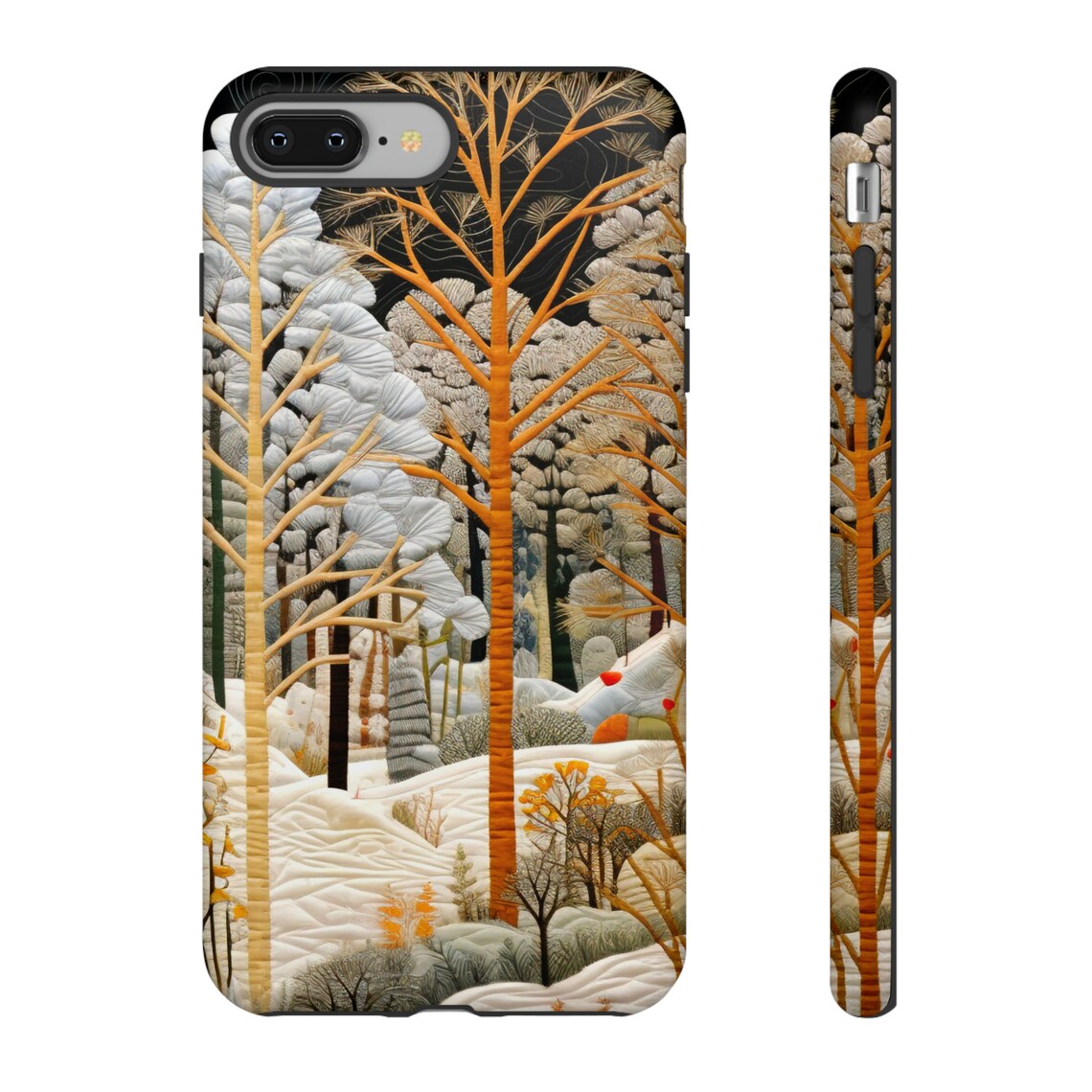 Faux Quilted Winter Landscape Phone Case, Winter Snow Scene, Xmas ...