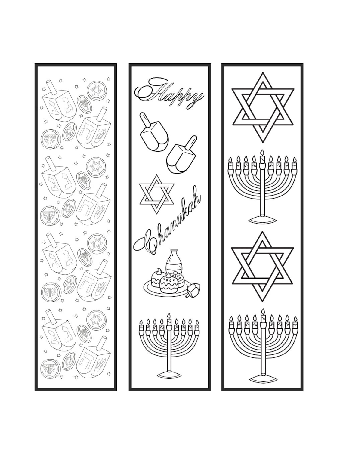 Hanukkah Coloring Bookmarks Instant Download Celebrate Hanukkah ...