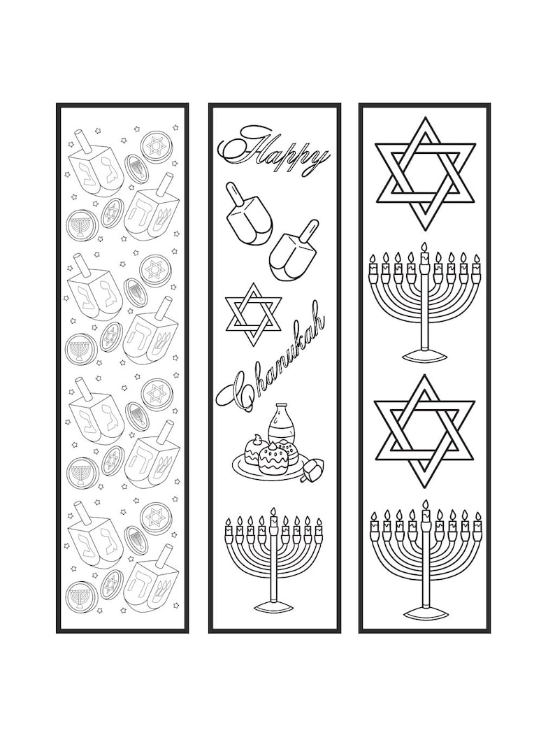 Hanukkah Coloring Bookmarks Instant Download Celebrate Hanukkah ...