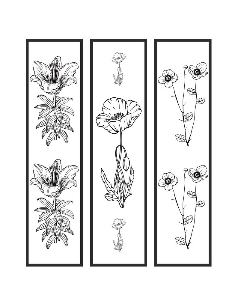 Flowers Coloring Bookmarks Instant Download - Etsy