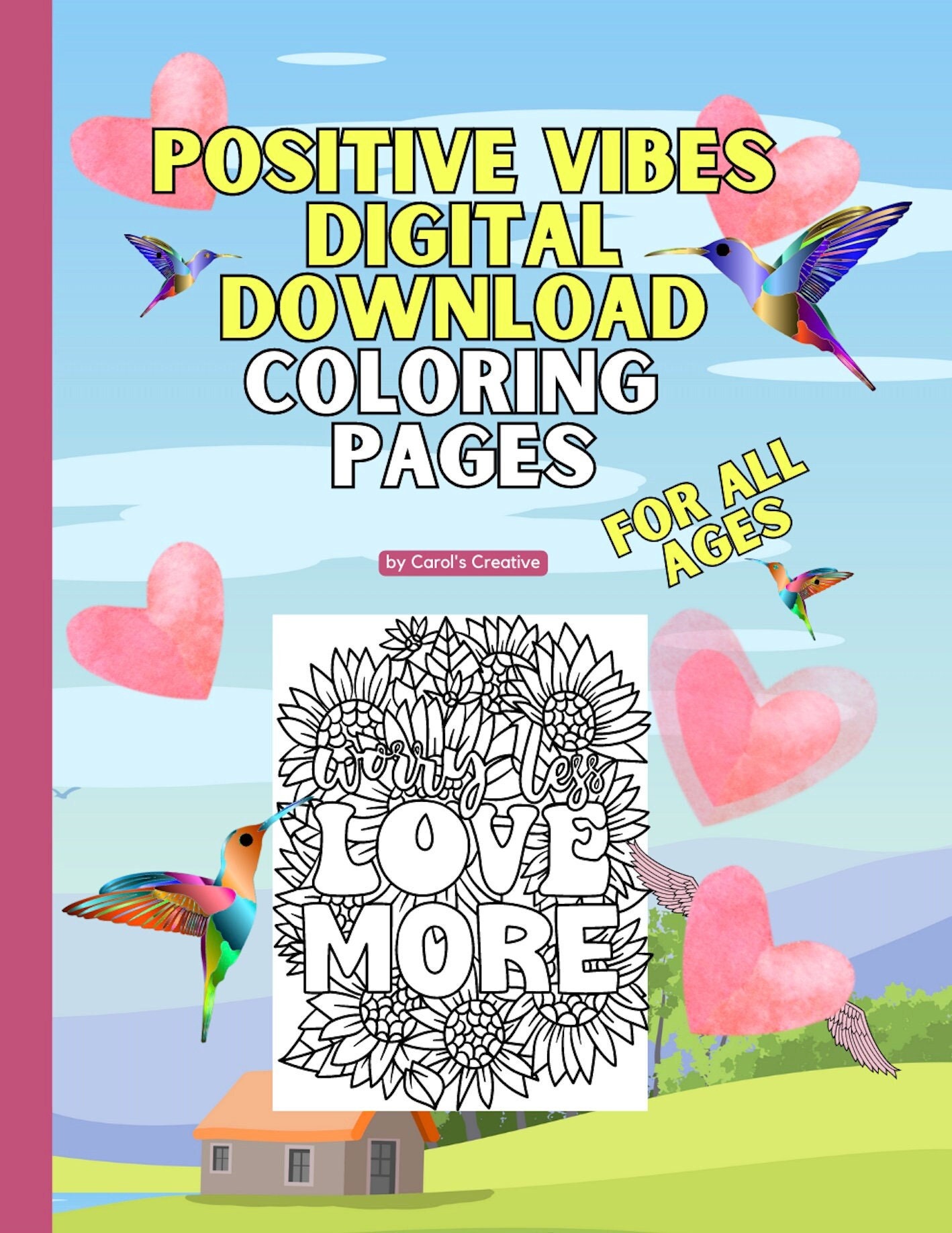 Positive Vibes Coloring Pages for Digital Download - Etsy
