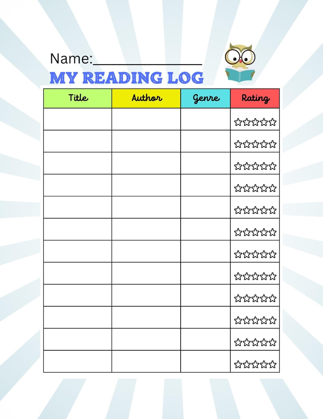 Customizable School Reading Log • Students • teachers • Moms • Dads ...