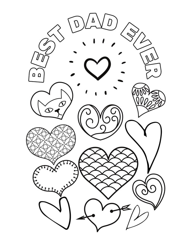 Best Dad Coloring Page - Instant Download • Fathers Day • Dads • Gifts ...