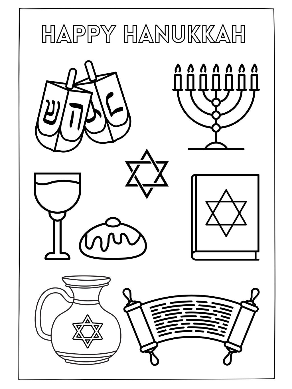 Hanukkah Coloring Pages • Instant Download • Kids • Teachers • Parents ...