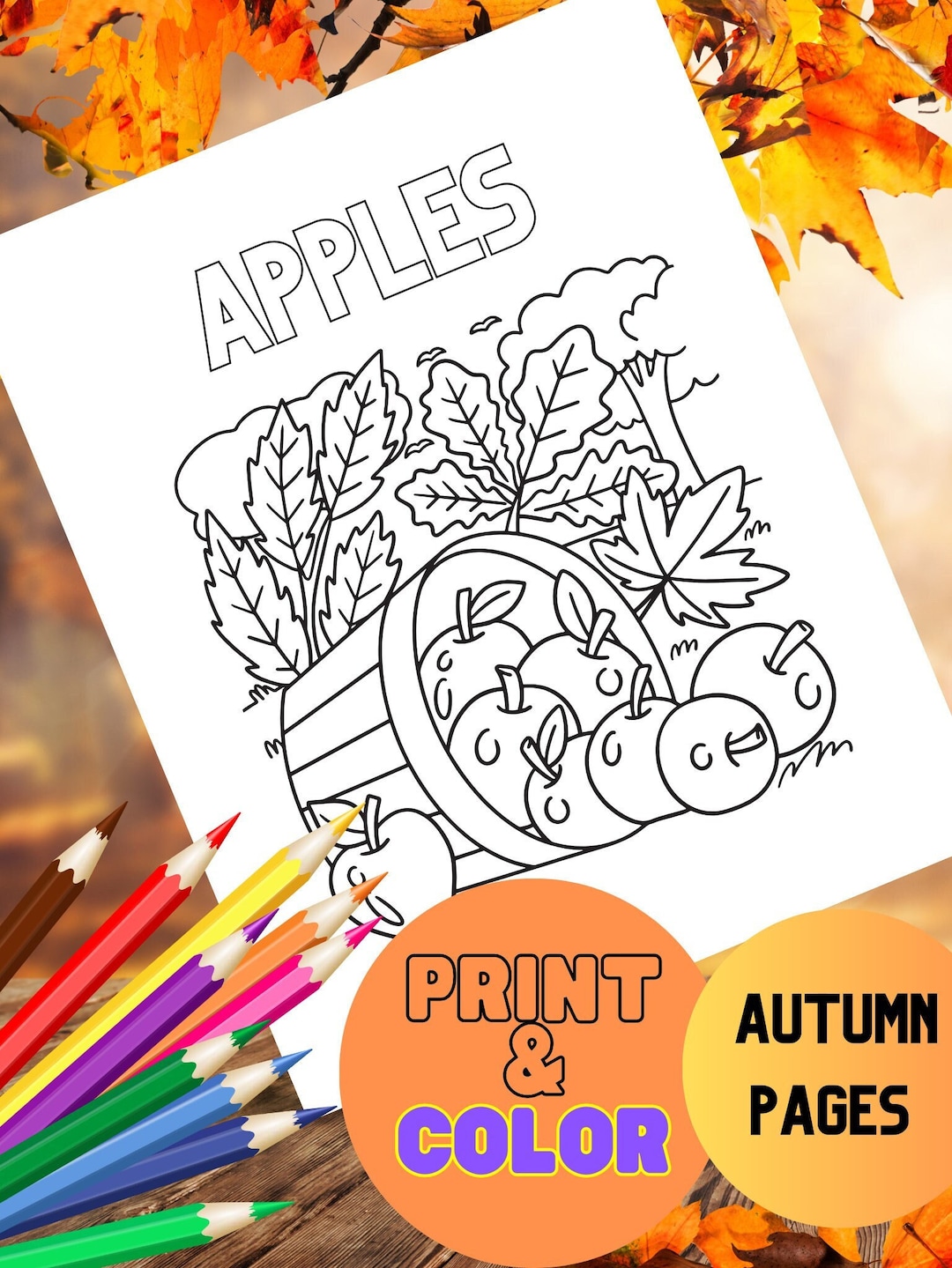 Autumn Coloring Pages Instant Download Ten Fall Themed - Etsy