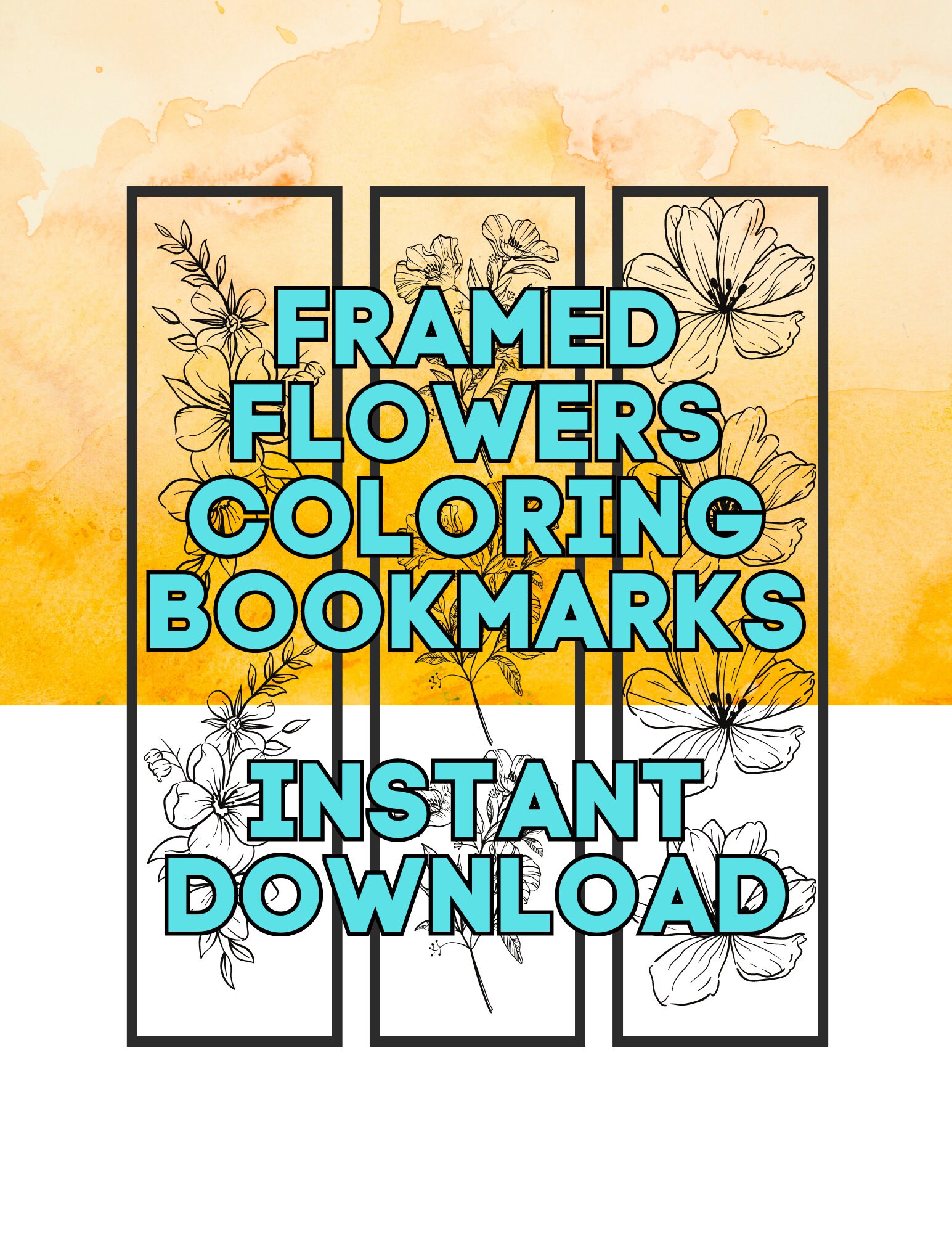 Flowers Coloring Bookmarks Instant Download Garden Lovers Art Therapy ...
