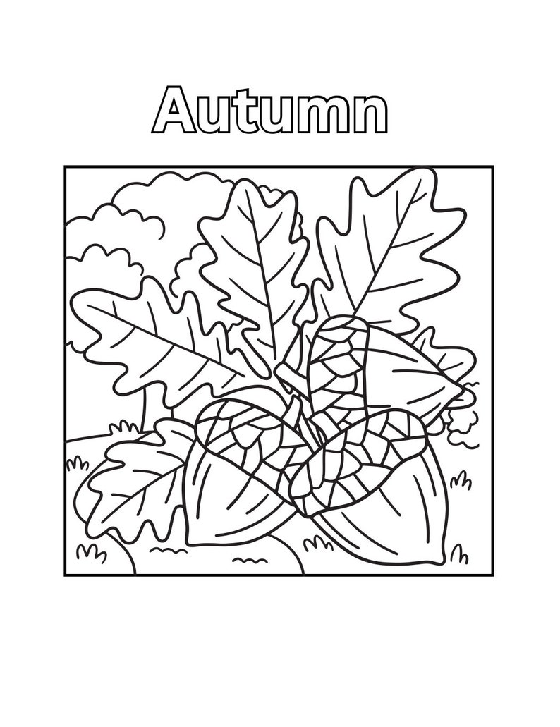 Autumn Coloring Pages Instant Download Ten Fall Themed - Etsy