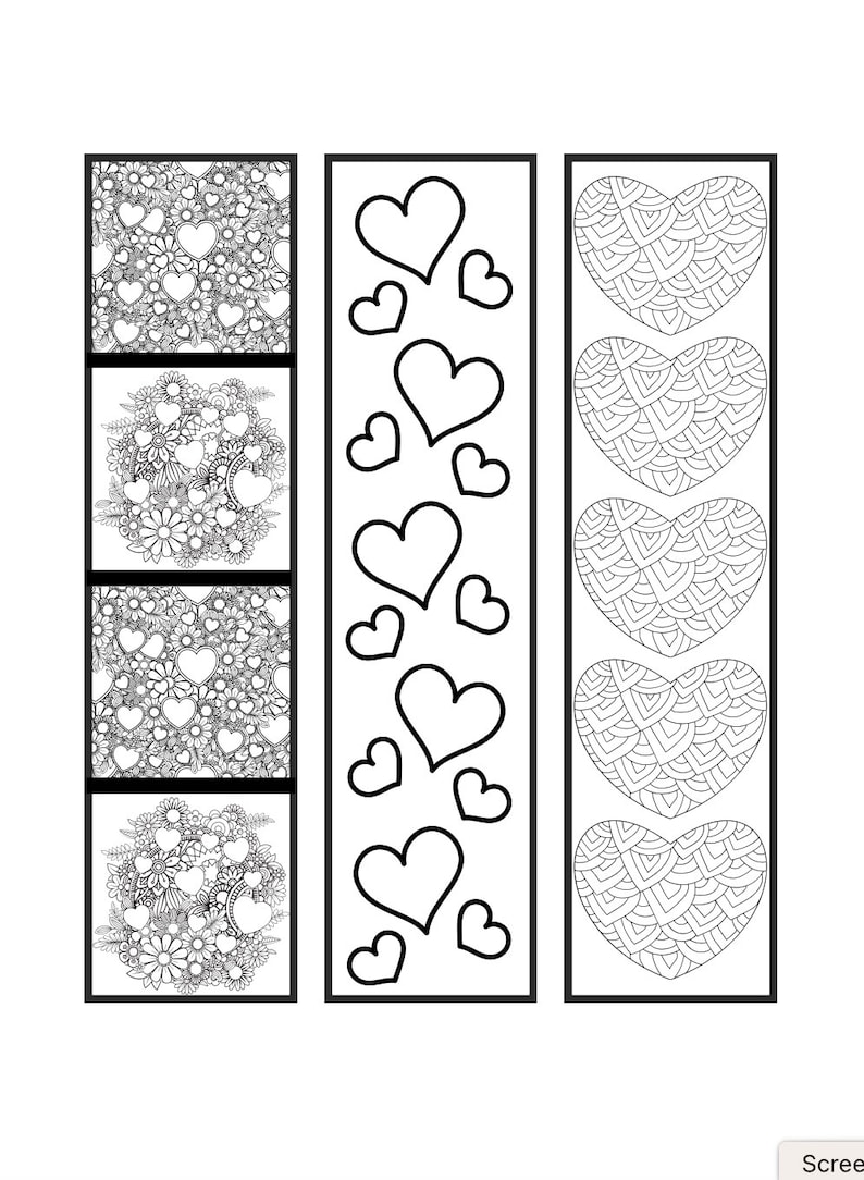 Love & Hearts Coloring Bookmarks • Instant Download • Valentine Gift ...