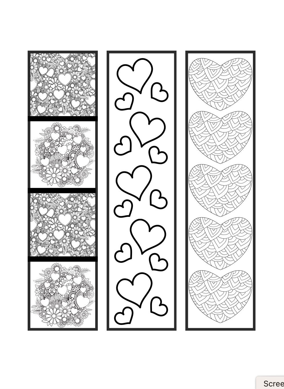 Love & Hearts Coloring Bookmarks • Instant Download • Valentine Gift ...