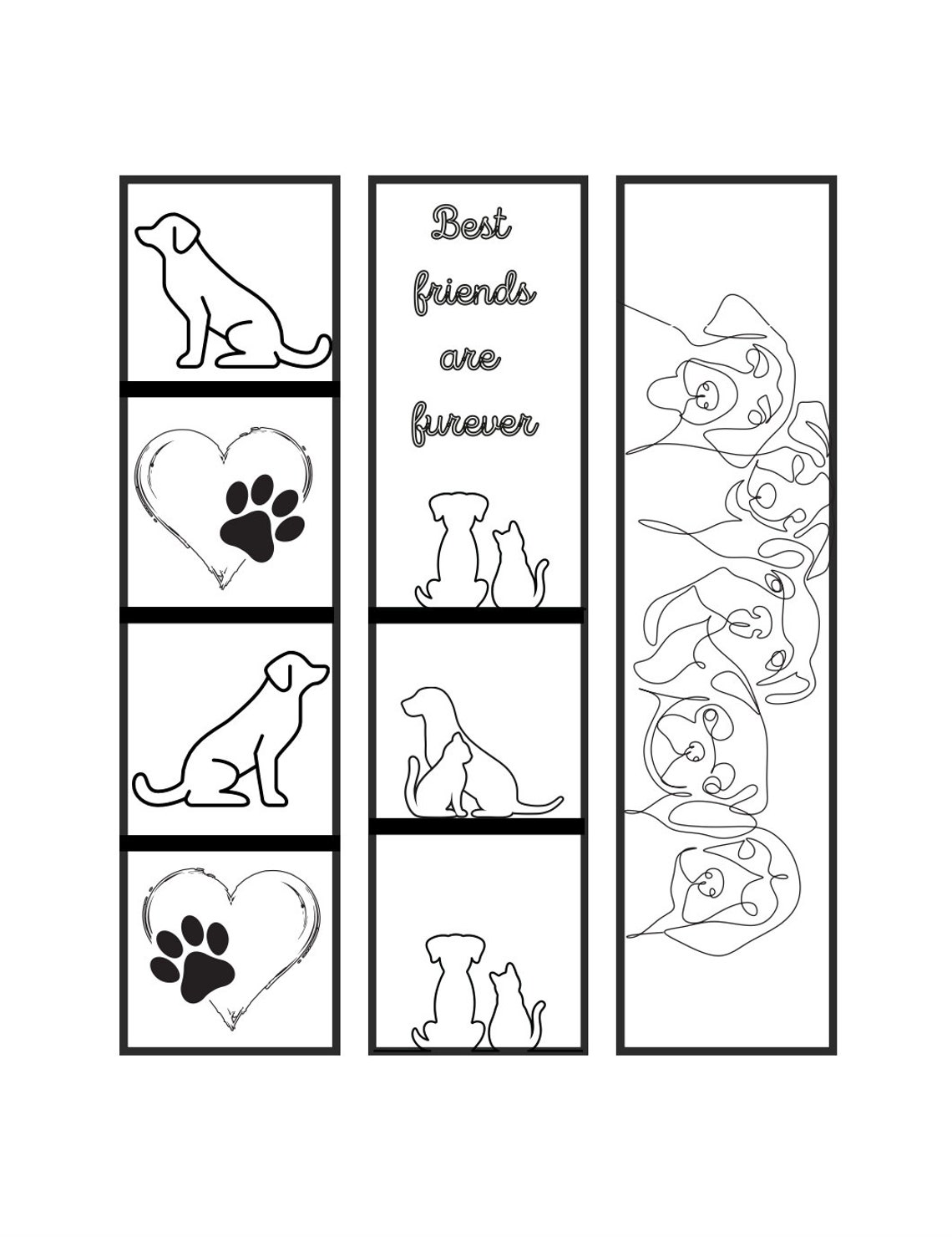I Love DOGS: Coloring Bookmarks Instant Download Woof Parents Kids ...