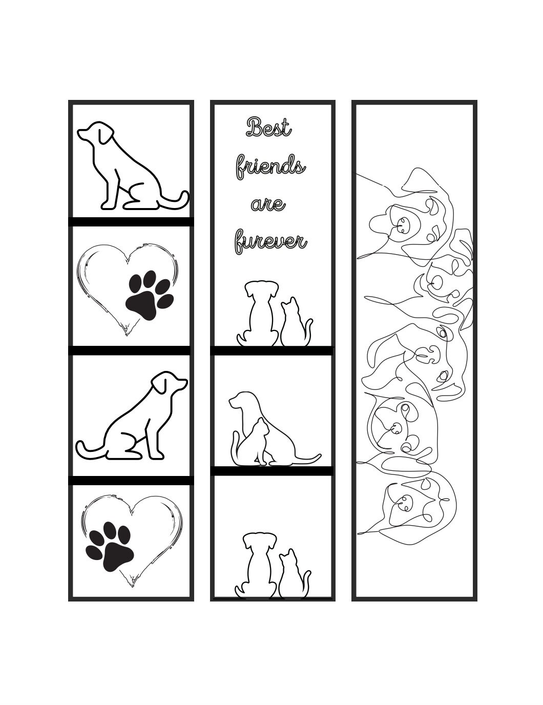 I Love DOGS: Coloring Bookmarks Instant Download Woof Parents Kids ...