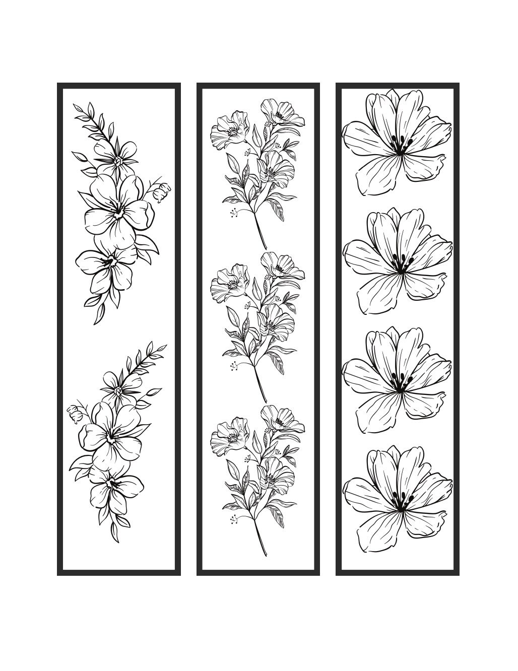 Flowers Coloring Bookmarks Instant Download Flower Lovers Art Therapy ...