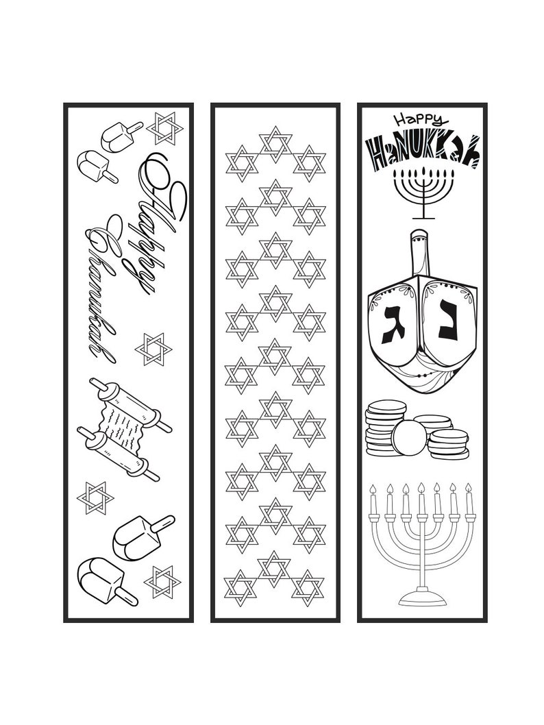 Hanukkah Coloring Bookmarks Instant Download Celebrate Hanukkah ...