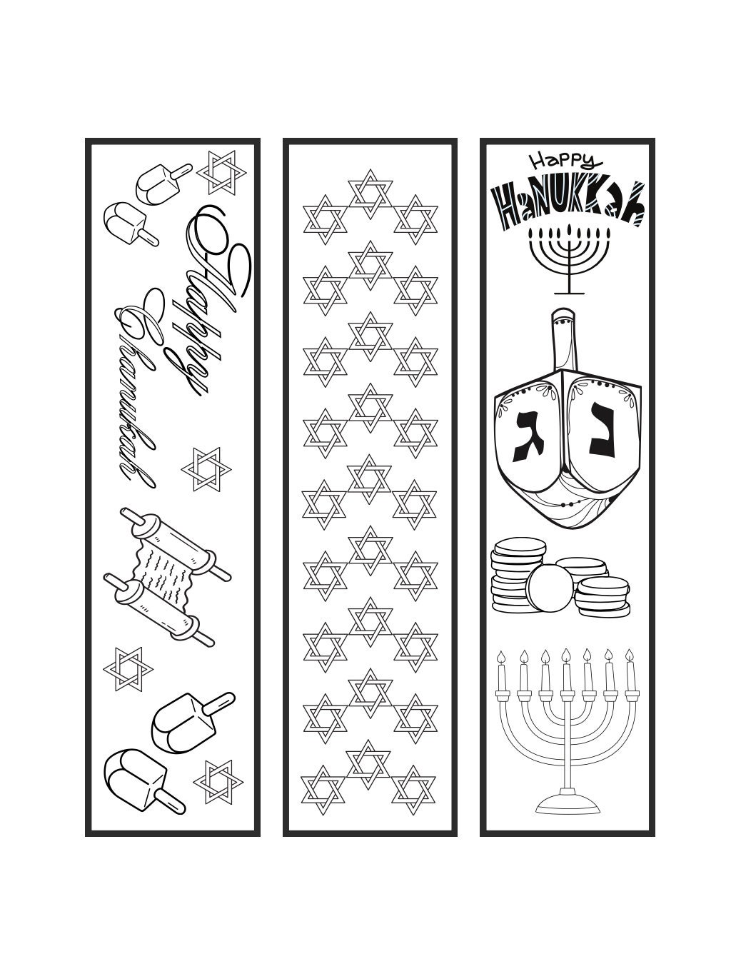 Hanukkah Coloring Bookmarks Instant Download Celebrate - Etsy